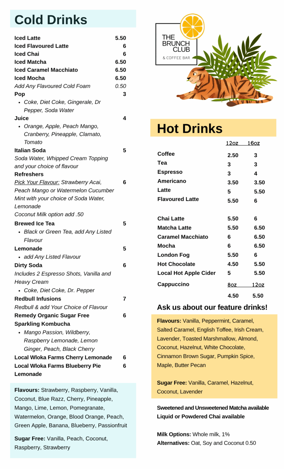Drinks – The Brunch Club & Coffee Bar